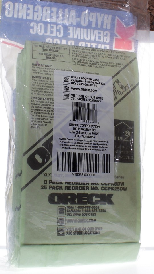ORECK Type CC Upright Vacuum hypo-allergenic bags CCPK8DW | eBay