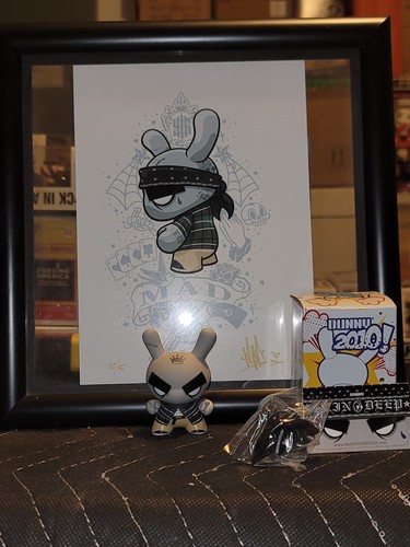 KIDROBOT 3" DUNNY 2010 MAD SIGNED ARTIST PROOF AND PRINT LOT RARE!! A/P ...