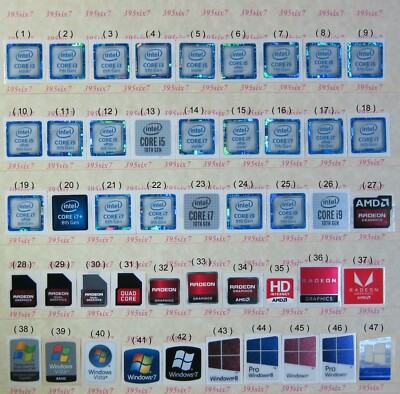 Laptop PC Processor cpu Sticker (6th 7th 8th 9th 10th Gen) OS Radeon | eBay