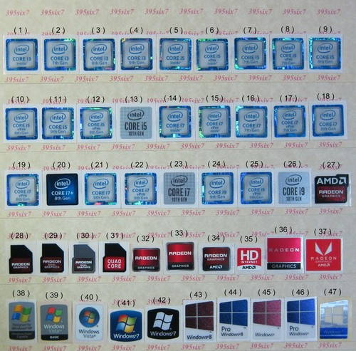 Laptop PC Processor cpu Sticker (6th 7th 8th 9th 10th Gen) OS Radeon | eBay