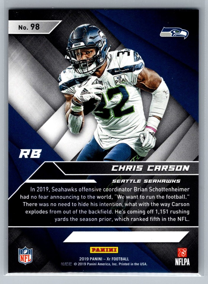 2019 Panini XR #98 Chris Carson Blue #/199 | eBay