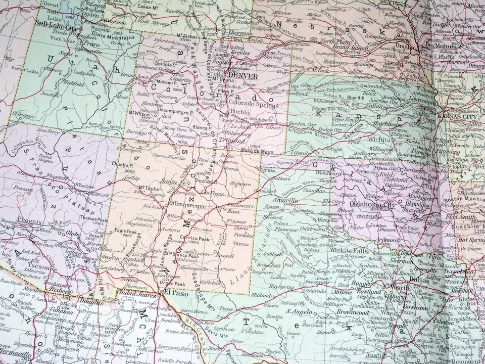 1929 RARE VINTAGE ITALIAN MAP OF UNITED STATES USA / WASHINGTON D.C ...