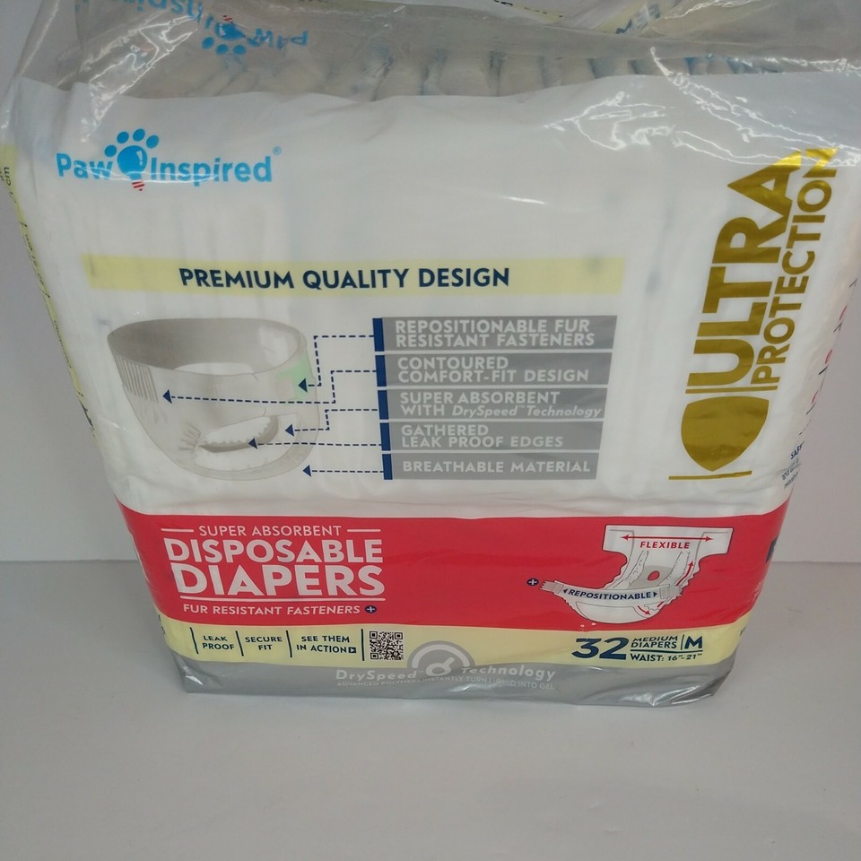 Paw Inspired 32ct Disposable Dog Diapers | Female Dog Diapers Ultra ...