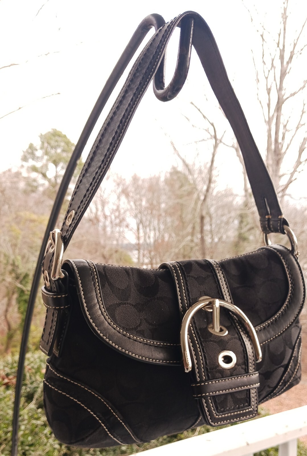 Coach 10296 SMALL Vintage Soho Black Signature C Canvas Shoulder/Tote ...
