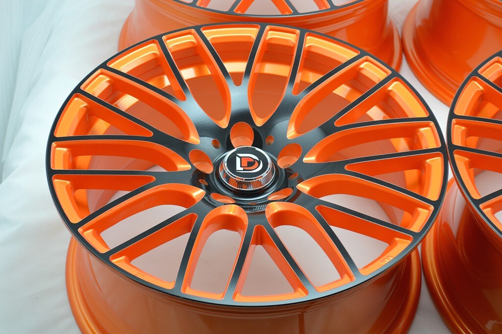 4 New DDR Zuki 18x8 5x114.3 38mm Offset Orange/Polished Black 18" Rims ...