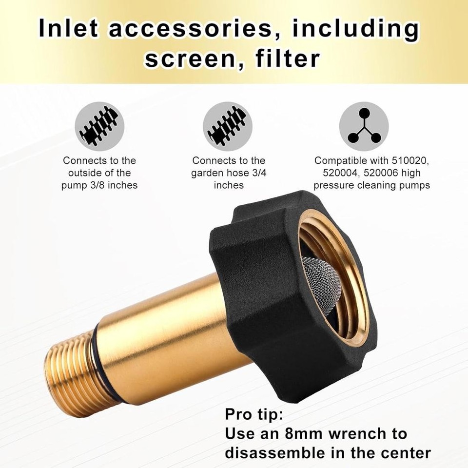 7110166 High Pressure Washer Inlet Fitting, Brass Water Inlet Adapter ...