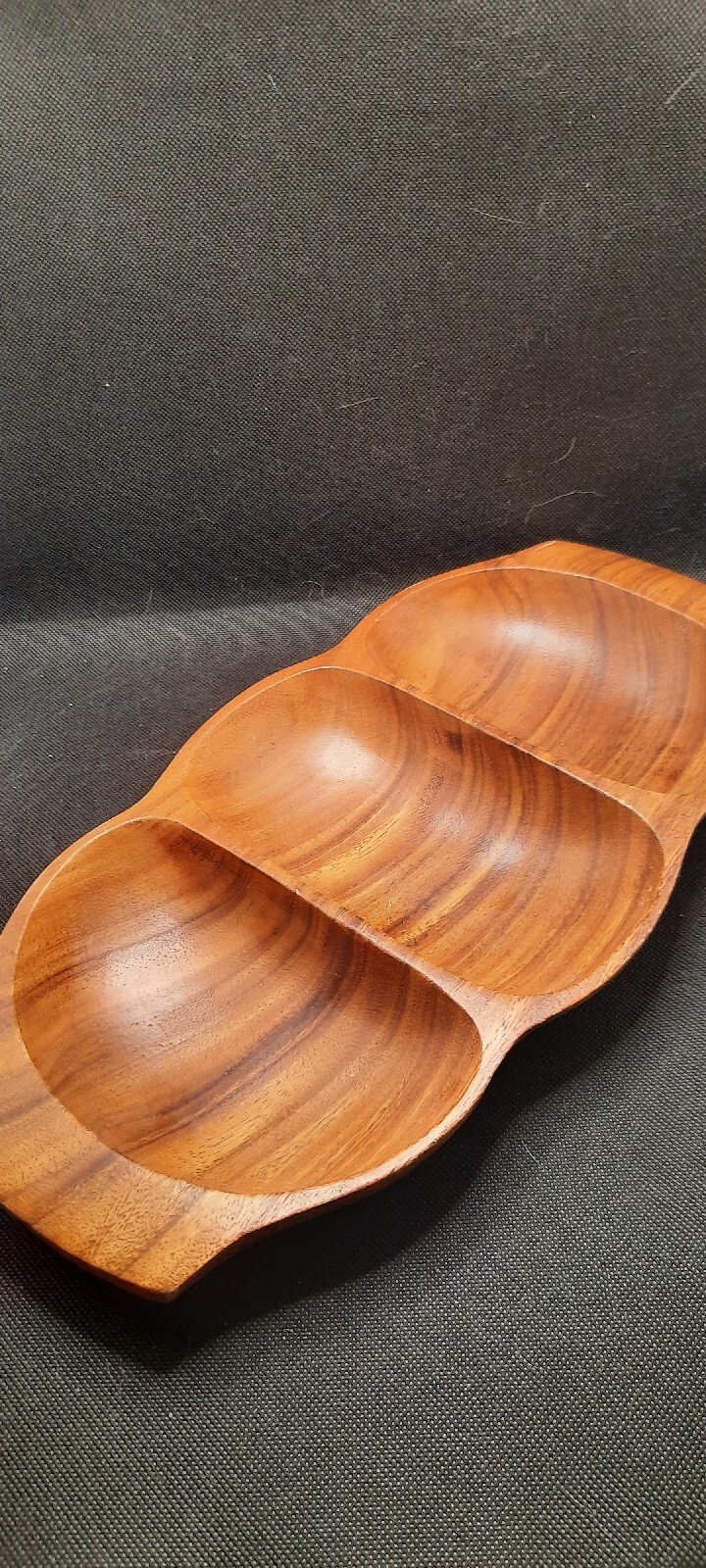 Vintage Monkey Pod Wood 3-Section Divided Snack Tray Pod Pea Shape ...
