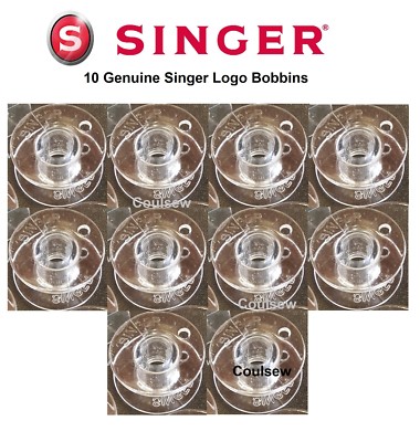 10 GENUINE SINGER PLASTIC SEWING MACHINE BOBBINS STAMPED LOGO Class 15 ...