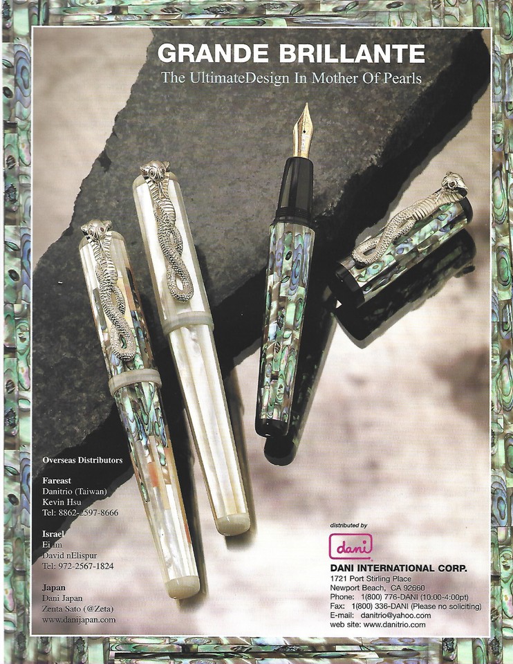 Dani Grande Brillante Fountain Pen Print Ad, Dani Writing Pens Magazine ...