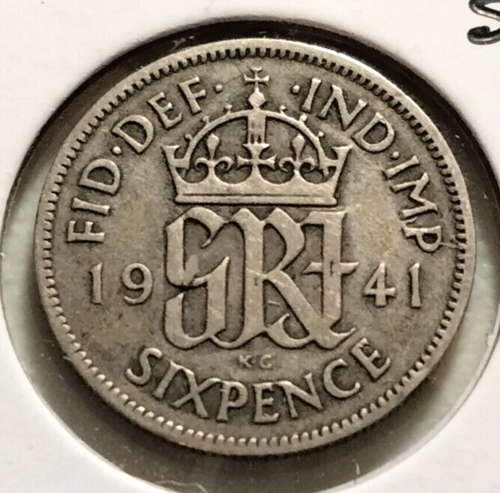 1941 Great Britain 6 Pence Coin - KM#852 - .500 Silver (SI#0093) | eBay