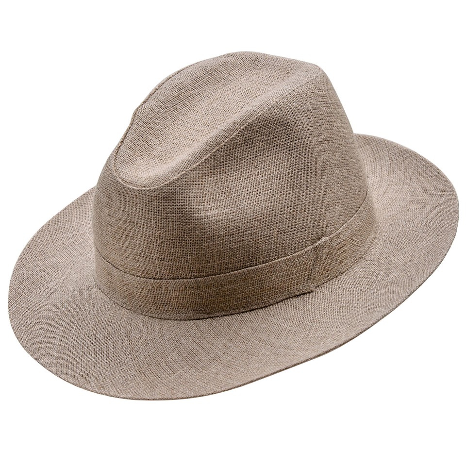 Sterkowski SUGARCANE Linen Summer Fedora Hat Sun Beach Safari Party | eBay