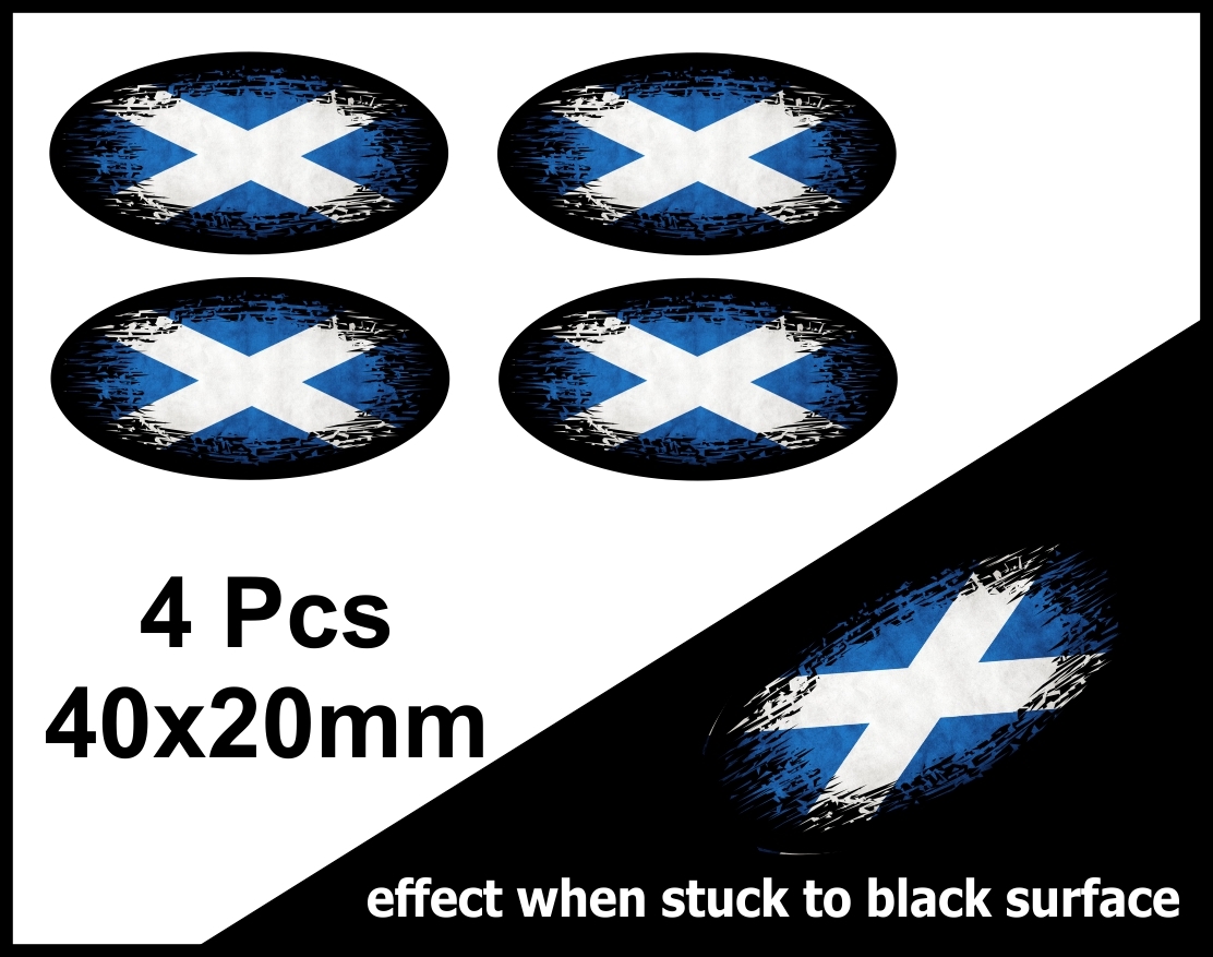 4 pcs Oval FADE TO BLACK & Scotland Scottish Saltire Flag vinyl car ...