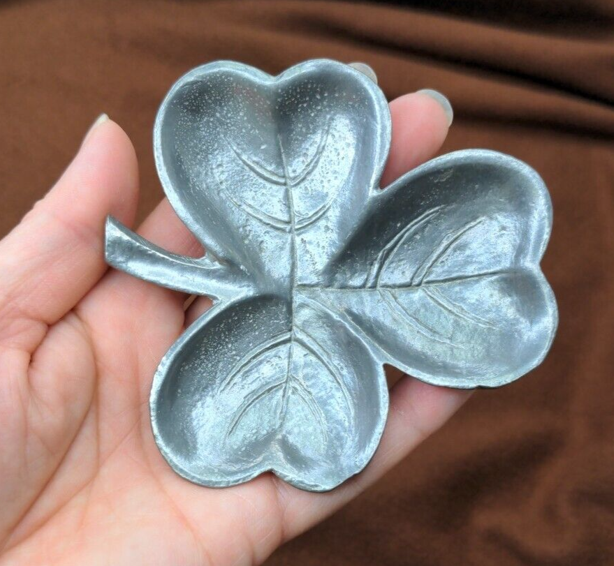 Vintage 3 Leaf Metal Heavy Clover Shamrock Shaped Trinket Dish 3.5x3 ...