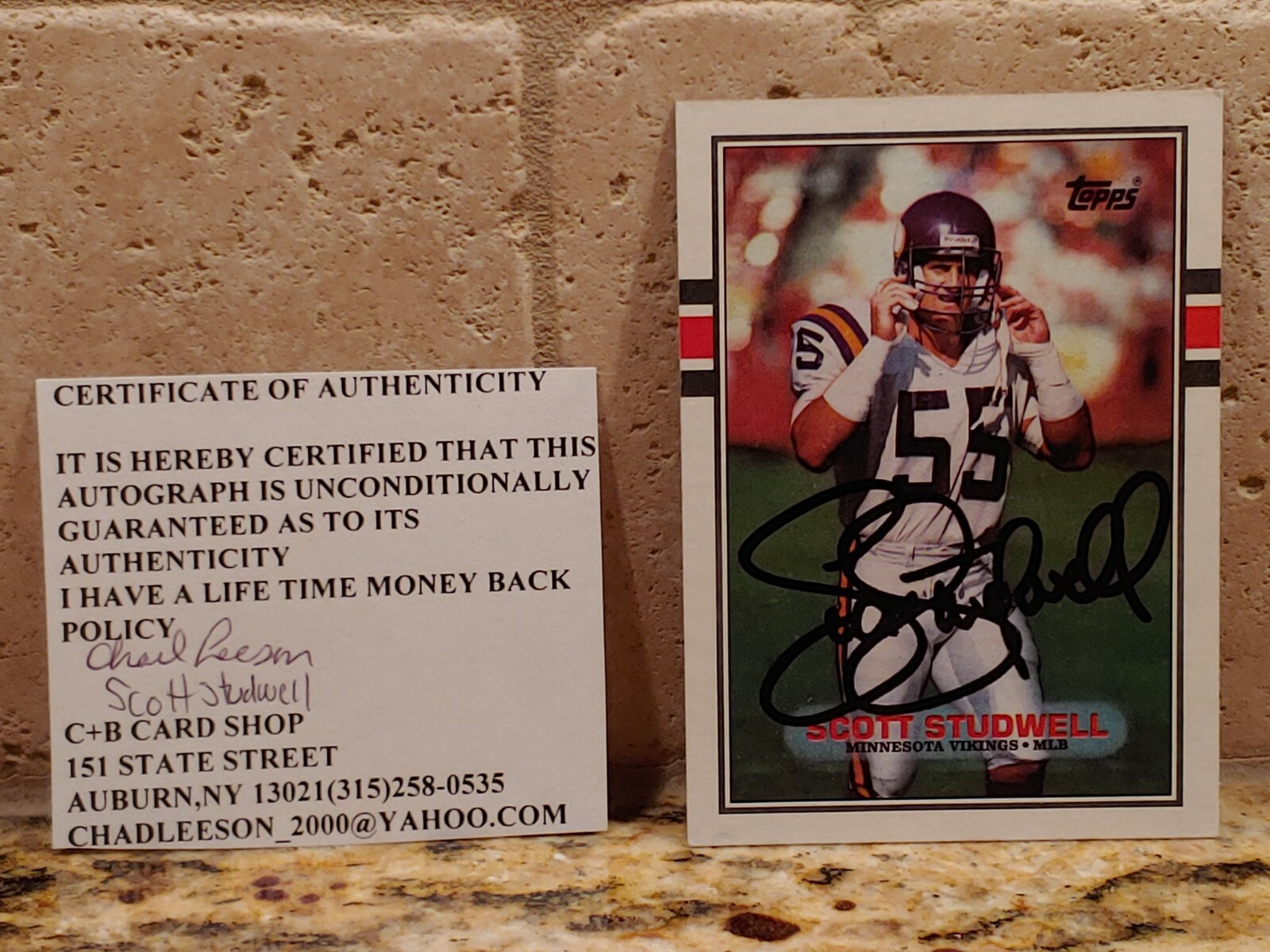 🔥🏈MN VIKINGS! 1989 Topps #89 Scott Studwell - Autograph with C & B COA ...