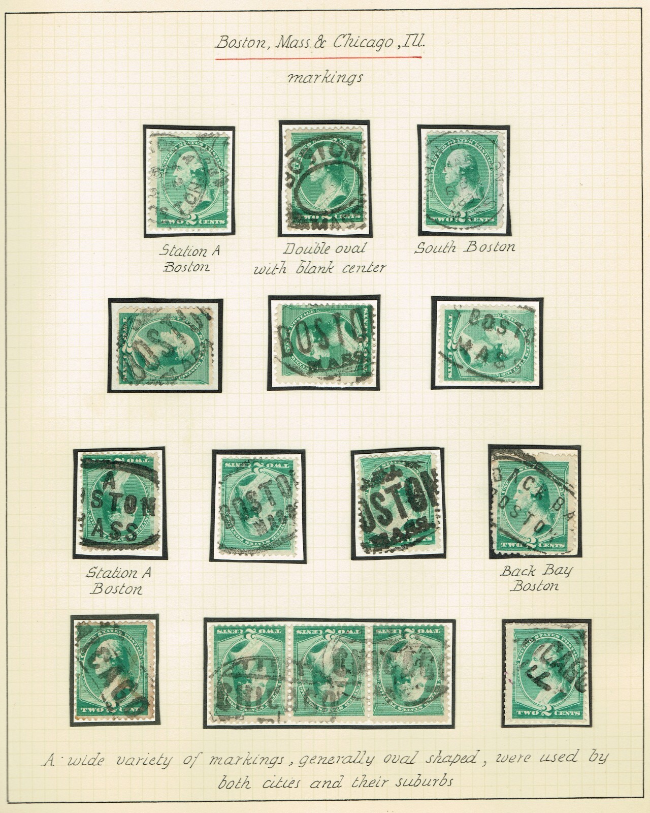 [F05] Group of 15 stamps with cancellations Boston,Mass & Chicago,Ill ...