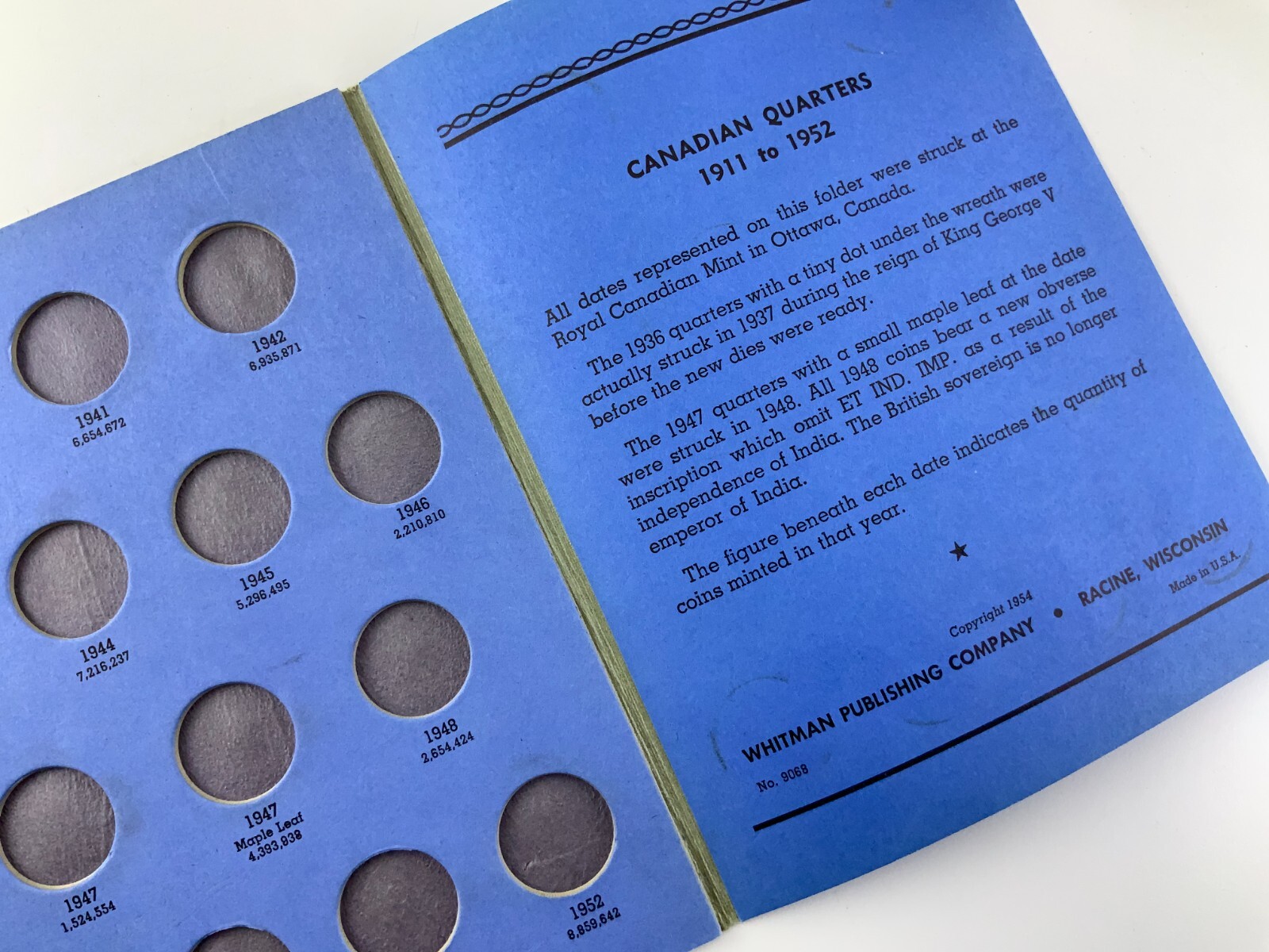 Canadian Quarter Collection No.2 1911 to 1952 Whitman Empty Coin Book ...