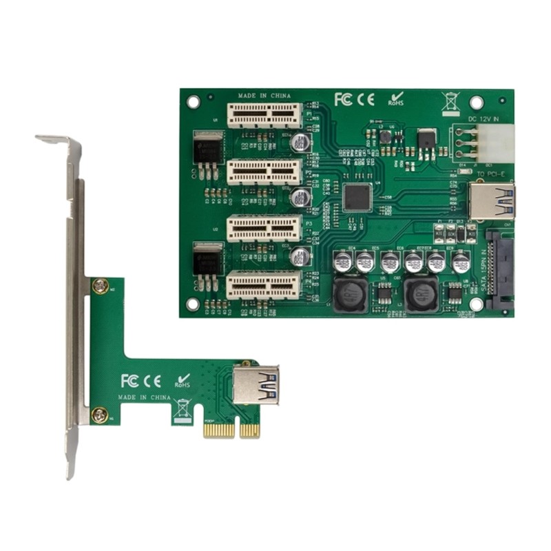 PCIe x1 USB3.0 to 4 PCI Express 1X Slots Riser Card ST411 ASM1184 | eBay UK