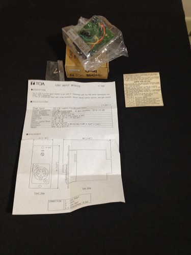 TOA U-21 S Line Input Module U21 U-21S Aux Amp Remote Vol 93I7106006 ...