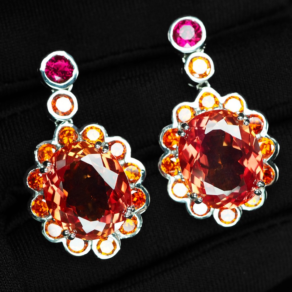 Brilliant Sunset Orange Sapphire 27.80Ct 925 Sterling Silver Handmade ...