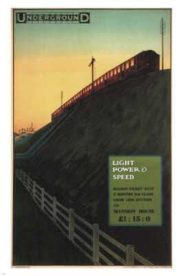 Light, Power and Speed Vintage train Poster C Sharland USA 1915 20x30 ...
