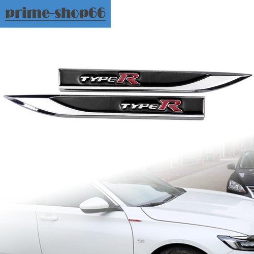 2pcs Black Red Metal TypeR Car Side Fender Badge Emblem Sticker For ...