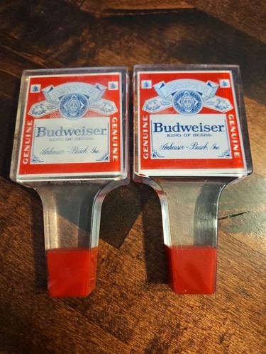 SET OF 2 Vintage Budweiser King of Beers Acrylic Beer Tap Handle Shorty ...