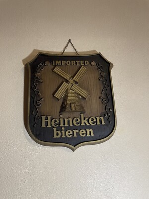 Vintage HEINEKEN Imported Beer Sign Windmill Shield Wall Hanging Sign ...