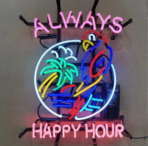 Always Happy Hour Neon Sign 19x15 Glass Bar Pub Party Wall Deocr ...
