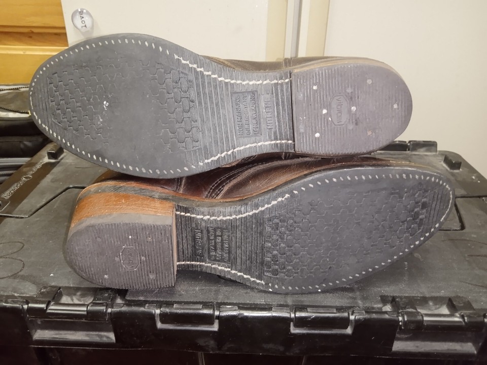 Solid Leather Logger Boots Size 8 US Vibram Nitrene Soles Tall With ...