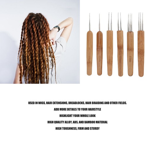 (Silver)10pcs Dreadlocks Tool Set Alloy Bamboo Crochet Hook Dreadlocks ...