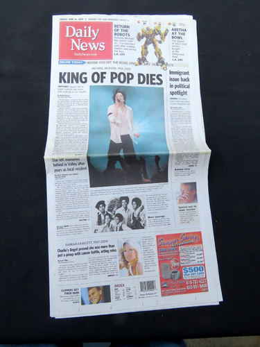 Michael Jackson Newspaper LA Daily News "King of Pop Dies" June 26 ...