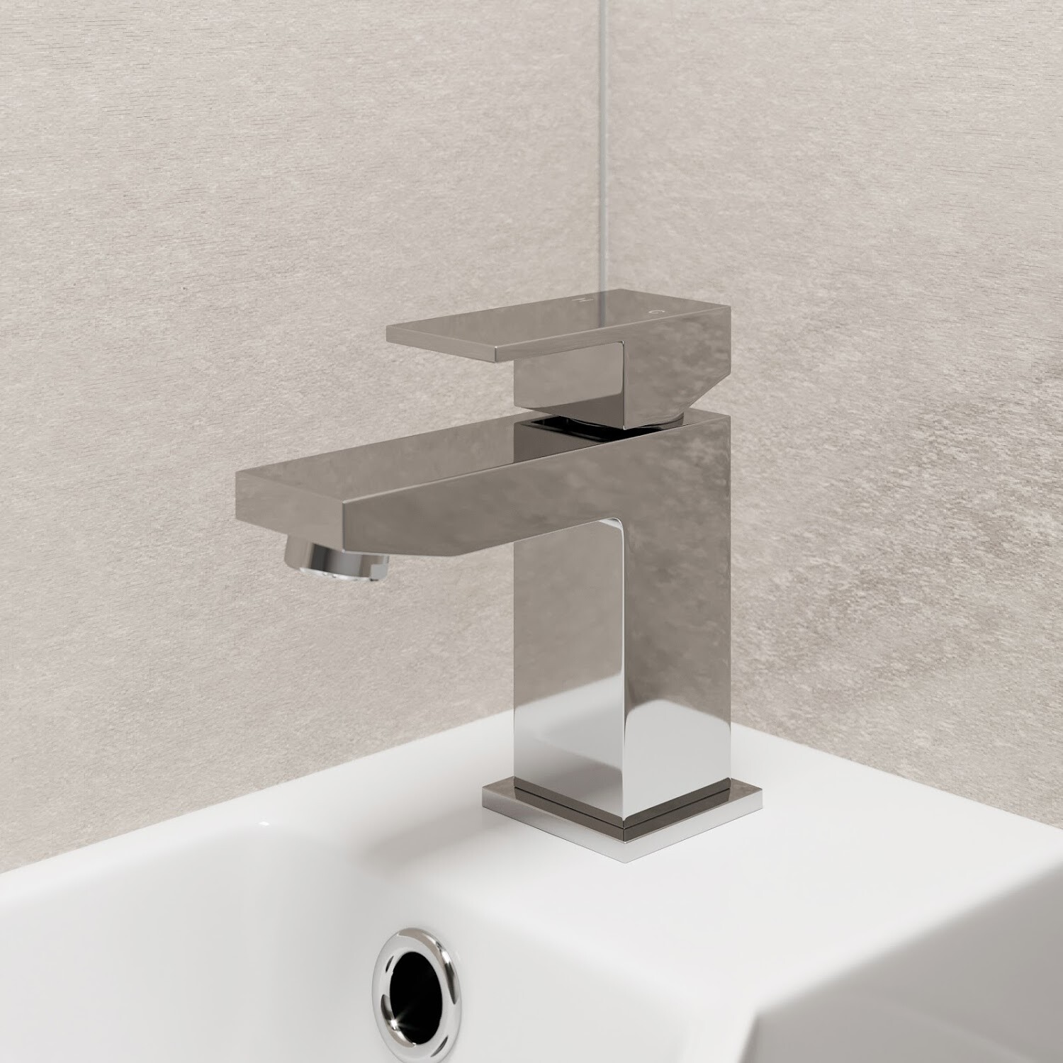 Modern Chrome Bathroom Square Tap Sets | Basin & Bath Taps with Shower ...