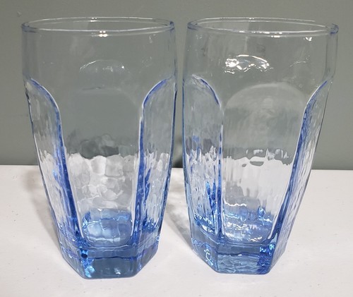 Set Of 2 Vintage Libbey Chivalry Blue Flat Tumbler 5.25” Cooler Glasses | eBay