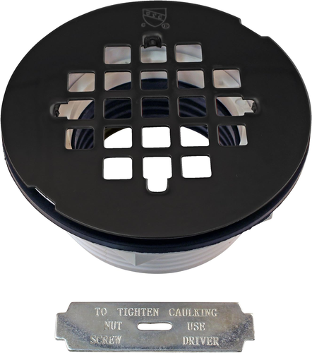 A206P-62 2" No-Caulk PVC Compression Shower Drain with 4-1/4" round ...