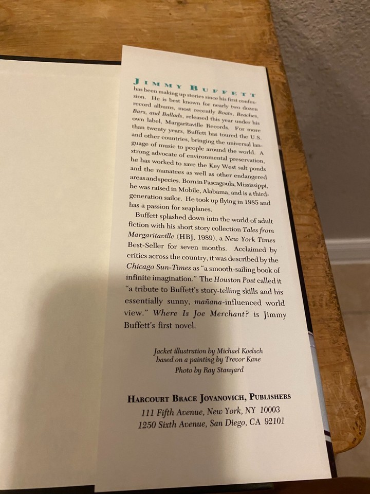 1992 SIGNED Autographed JIMMY BUFFETT Where is Joe Merchant? HC/DJ 1st ...