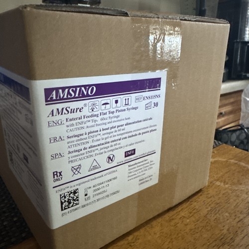Box of 30 AMSINO AMSure Enteral Feed Flat Top Piston Syringe ENFit Tip ...