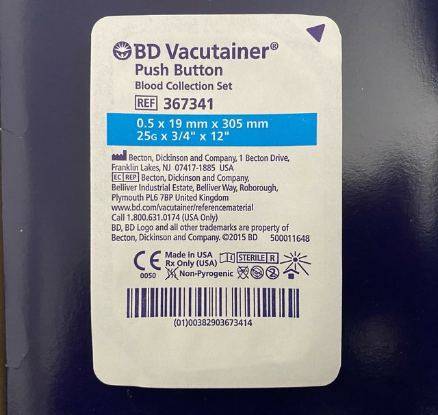 80 Sets of BD Vacutainer 25g Push Button Butterfly 367341 Exp 09/2017 ...