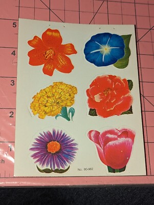 Vintage Dennison Sticker Seals Flowers 1 Sheet 80-982 READ | eBay