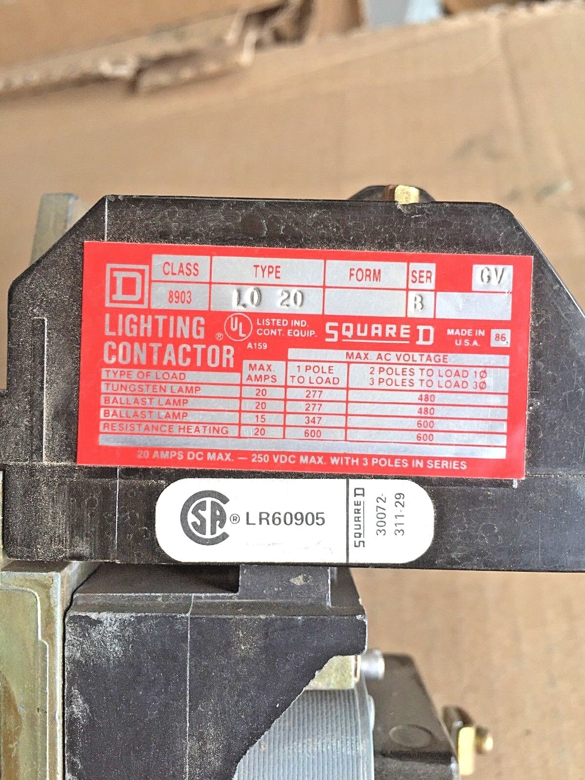 Square-D Lighting Contactor LR60905 | eBay