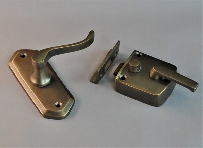 FLY SCREEN DOOR LATCH-SIX finishes-locking solid brass-VINTAGE-lock ...