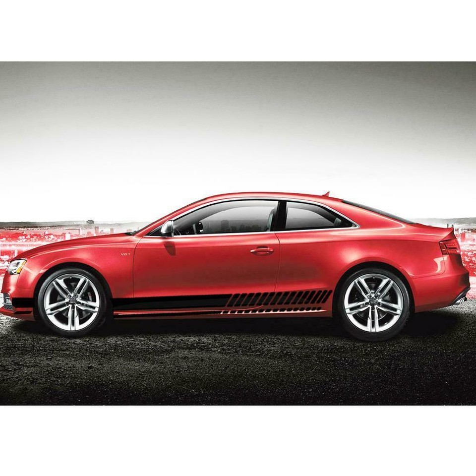 Black Sport Racing Stripe Graphic Vinyl Sticker Car Door Body Side ...