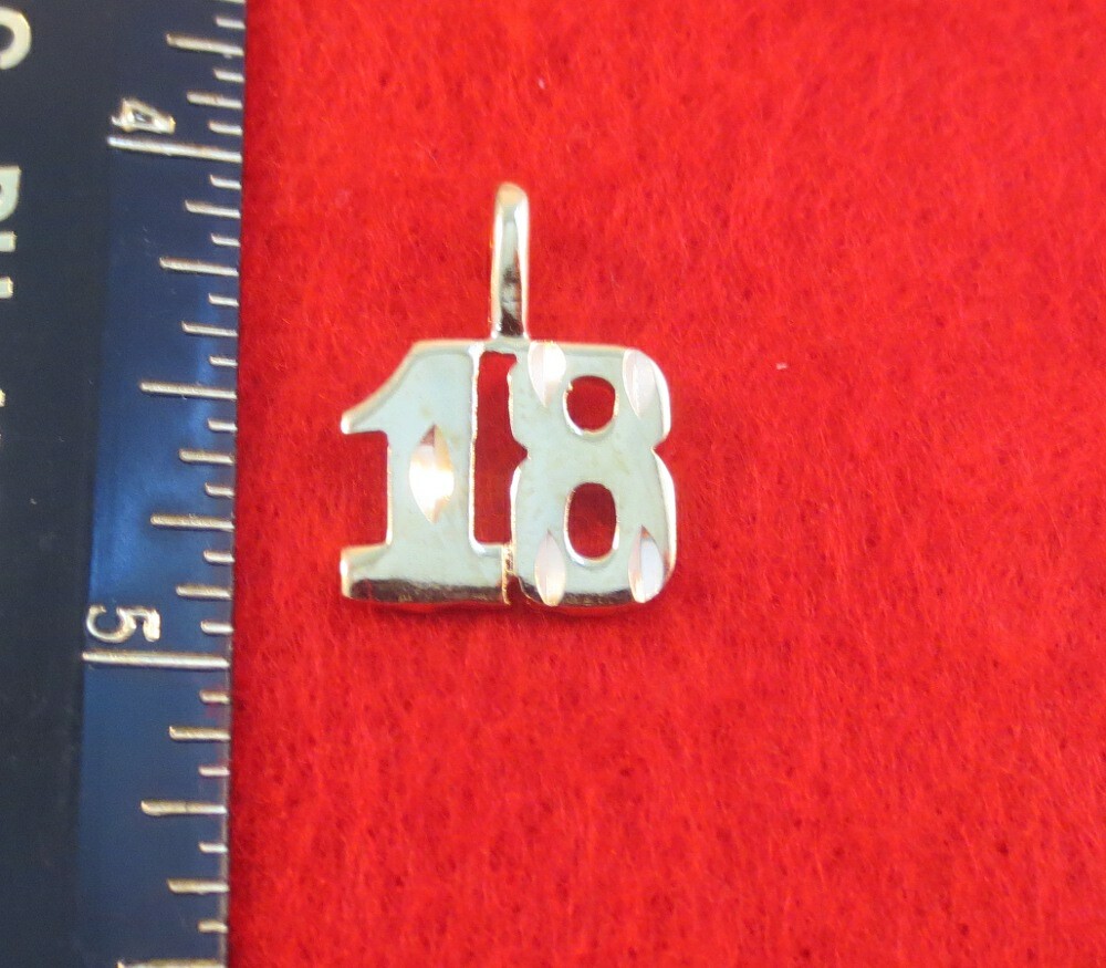 14KT GOLD PLATED NUMBER "18" DIAMOND-CUT CHARM PENDANT | eBay Australia