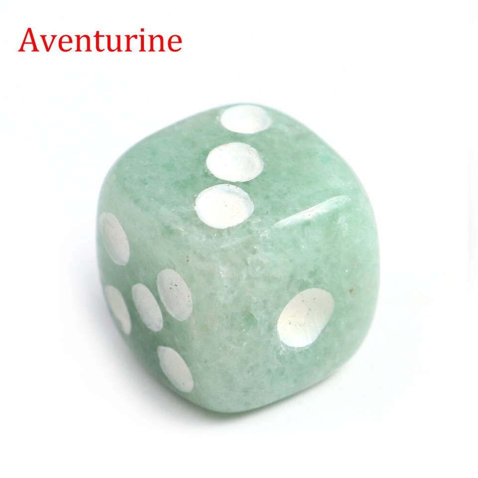 15mm 6 Sided D6 Crystal Stones Quartz Gemstone Dots Dice Carving Game ...