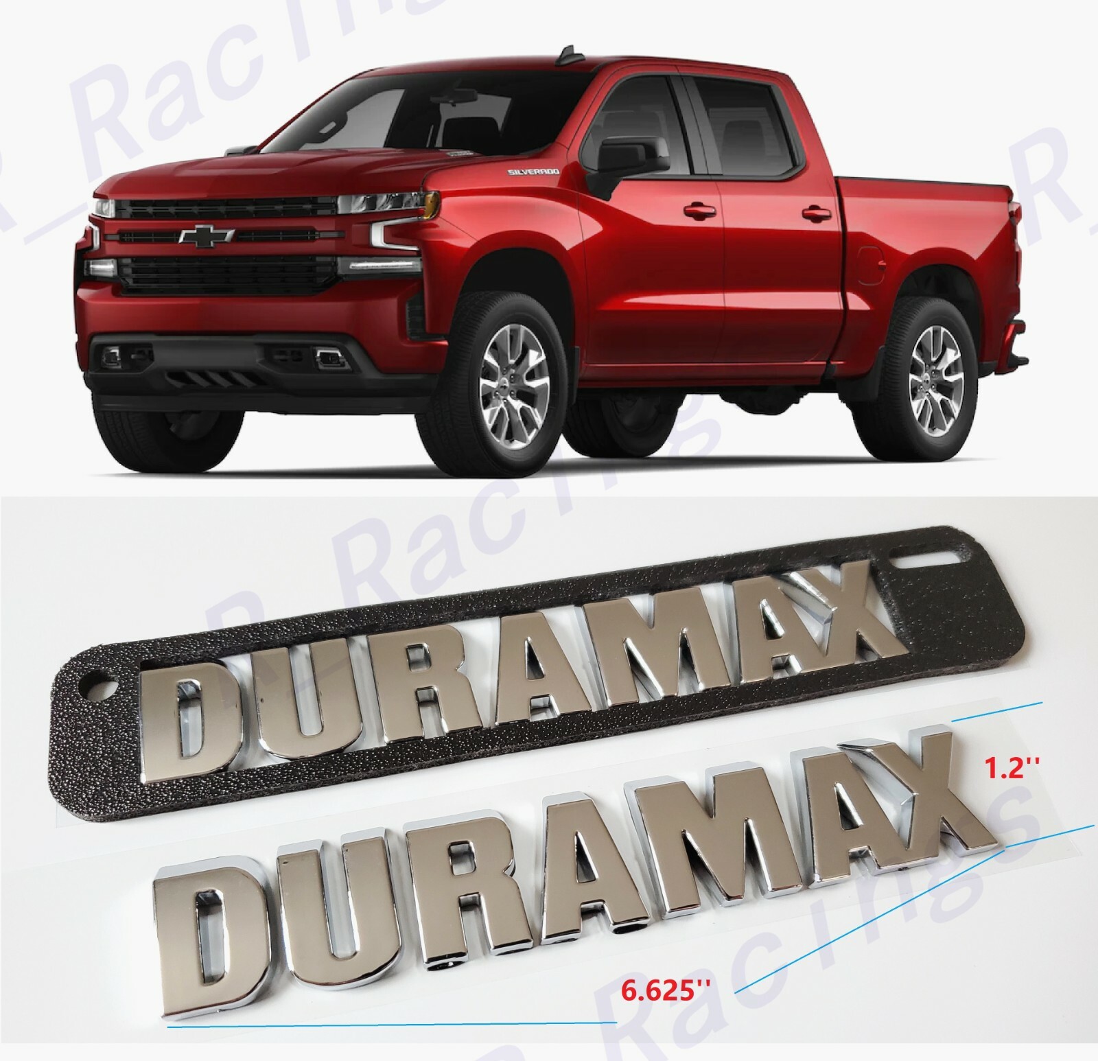 2PCS Kit Front Hood Chrome Duramax Emblems Badges Fit 2019-2022 ...