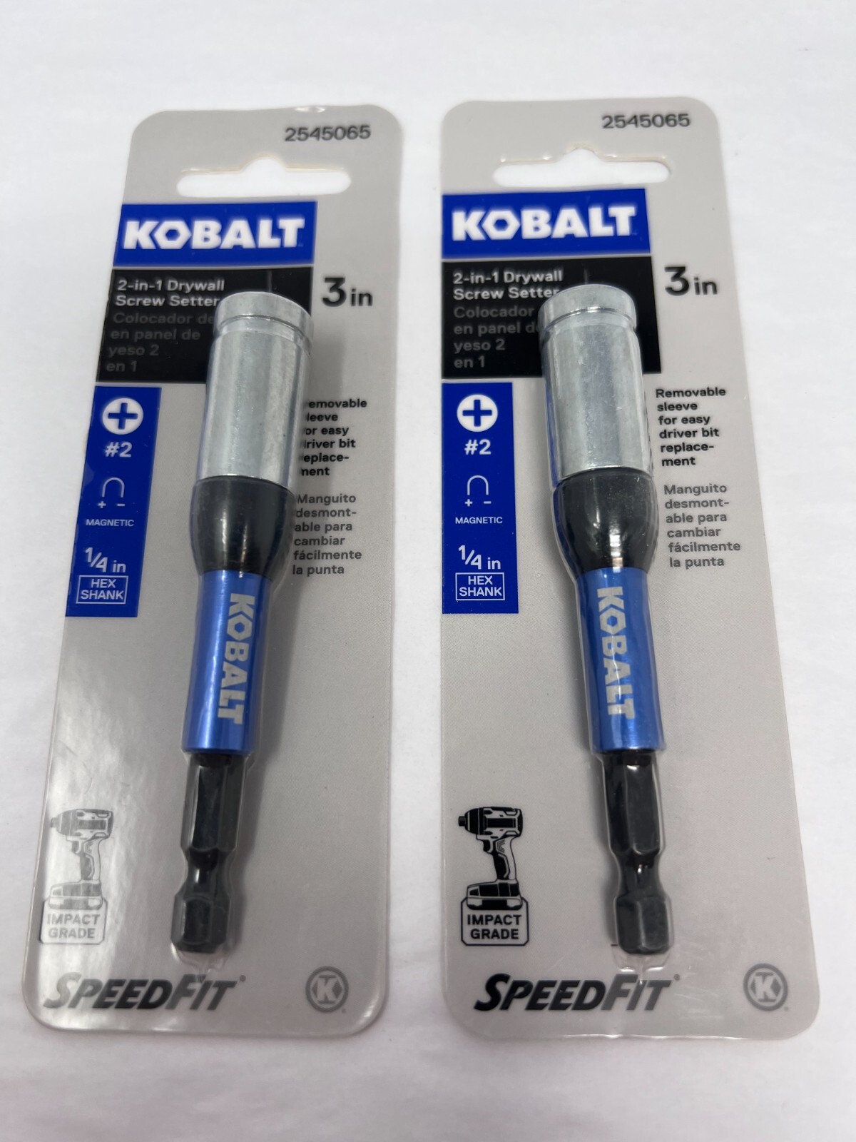 Lot of (2) Magnetic Drywall Screw Setter Impact Grade 3 In Long #2 ...