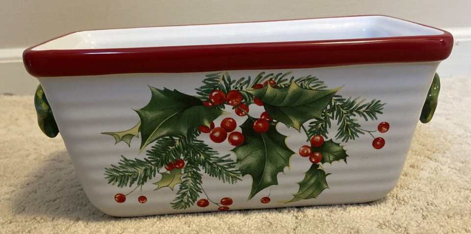 Teleflora Gift - Oven to Table Bread Loaf Pan Dish Large Holly Handles ...
