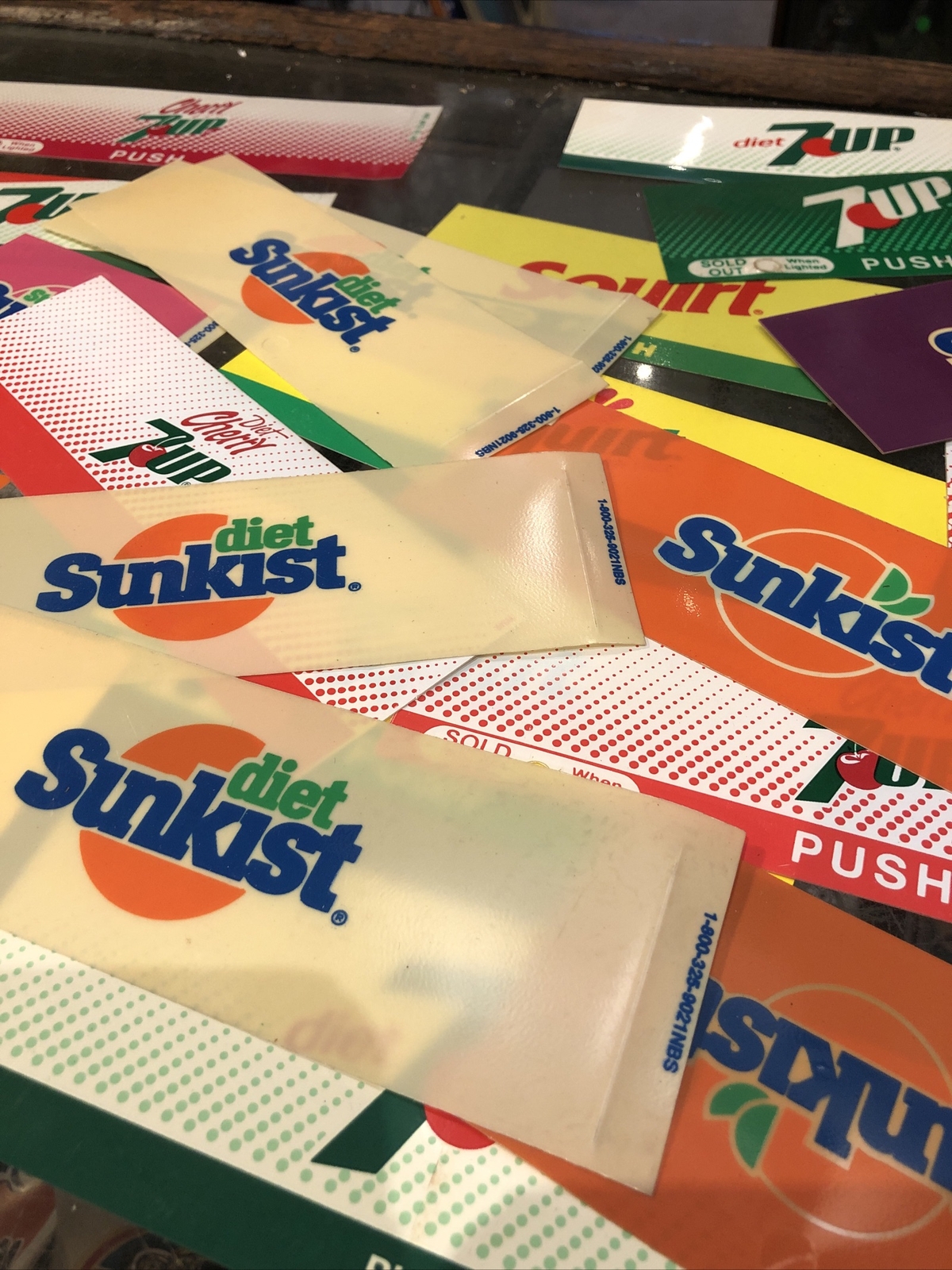 Vending Machine Plastic Labels Lot Of 40 Sunkist 7 Up Squirt | eBay ...