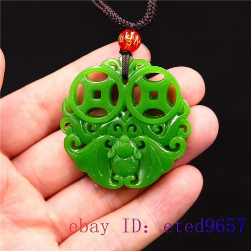 Jade Bat Pendant Double sided Jewelry Gifts Carved Natural Jadeite ...