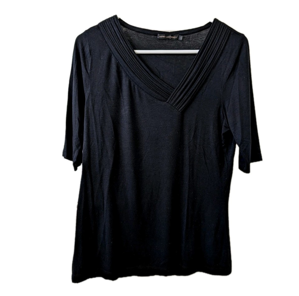 DAVID LAWRENCE Women Sz S 8/10 Asymmetric Top Black Stretch Short ...