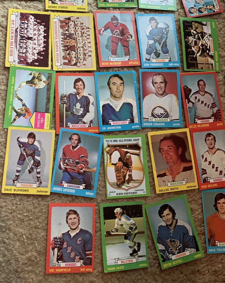 LOT OF 36 1973-74 TOPPS HOCKEY CARDS + 5 STICKERS- BOBBY ORR KEN DRYDEN ...
